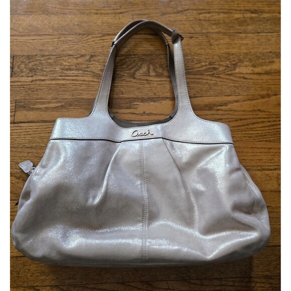 Coach | Bags | Cach Lexi Champagne Gold Sparkle Leather Satchel Handbag ...